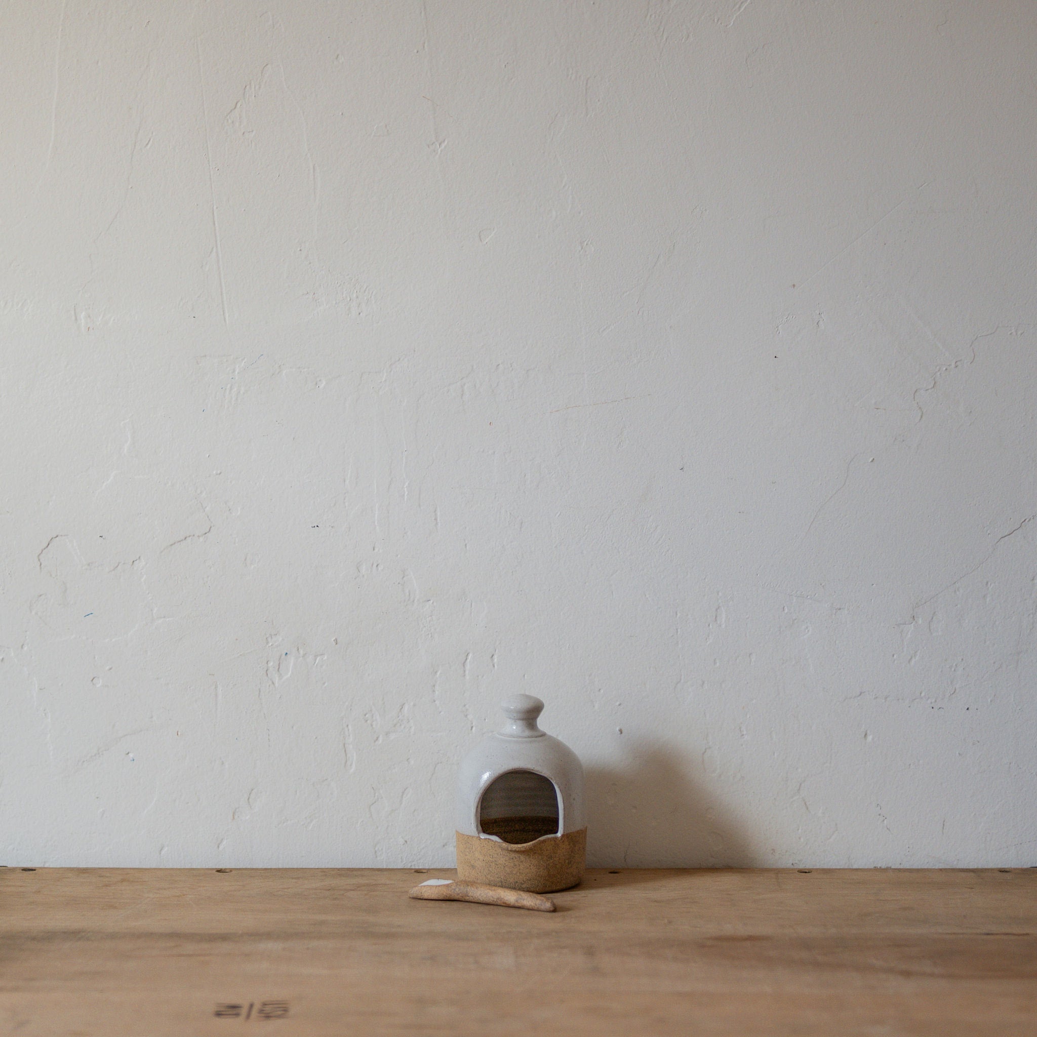 Pottery Salt Cellar with Spoon – Miss Arthur