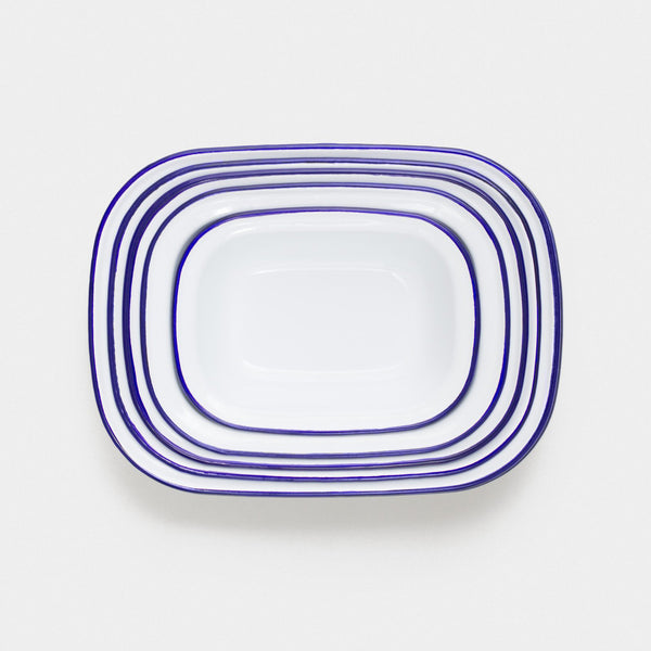 Falcon Enamelware Enamel Pie Set White with Blue Rim – Miss Arthur