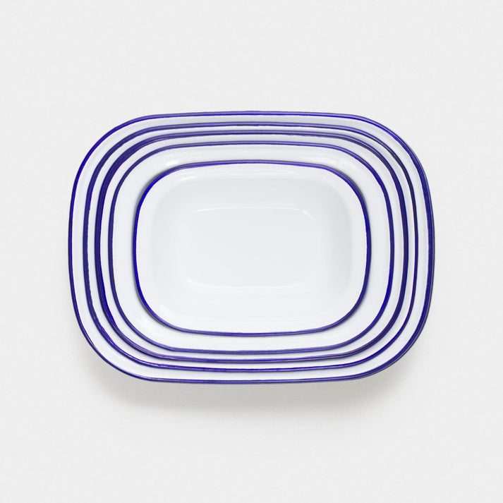 Falcon Enamelware Enamel Pie Set White with Blue Rim – Miss Arthur
